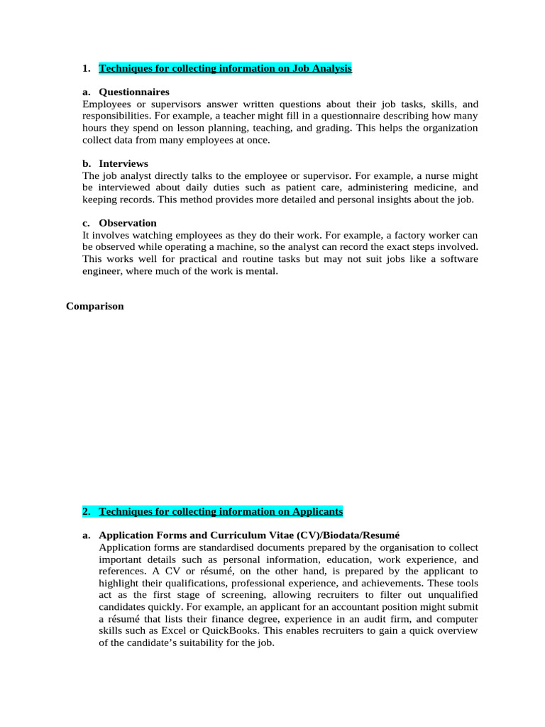 Job Analysis and Recruitment Techniques | PDF | Employee Benefits ...