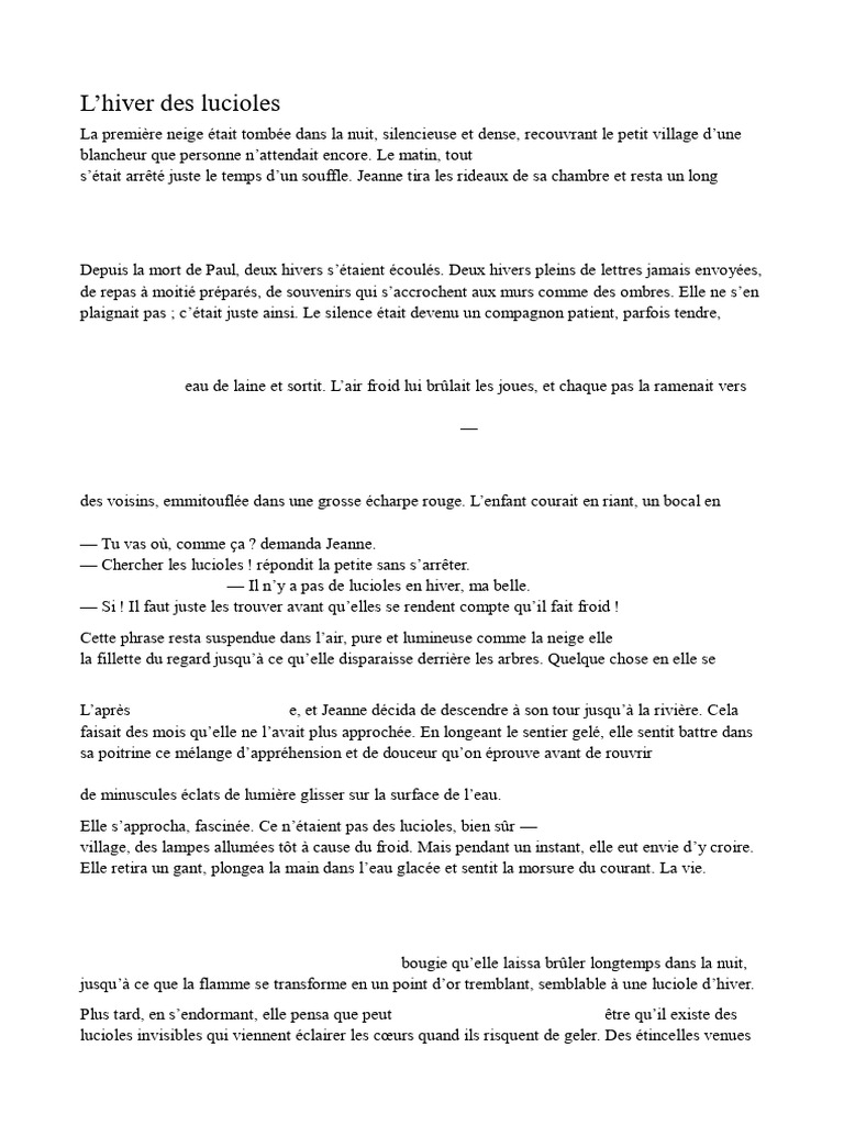 lhiver et la luciole | PDF | Neige