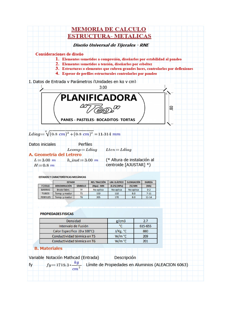 Letrero Planificadora Memoria de Calculo - Xps Ok | PDF | Pandeo ...