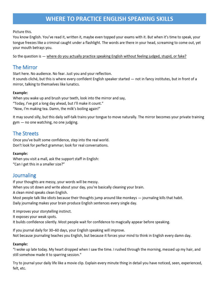 Practice English Speaking Skills Effectively | PDF