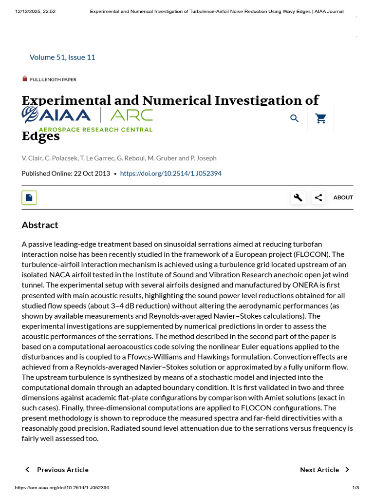 Experimental and Numerical Investigation of Turbulence-Airfoil Noise ...