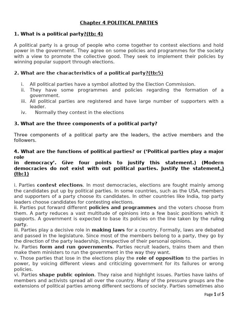 Political parties notes | PDF | Political Parties | Elections