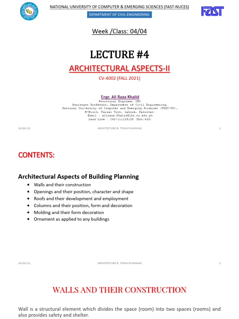04 - Architectural Aspects-II (30!09!21) | PDF | Column | Architectural ...
