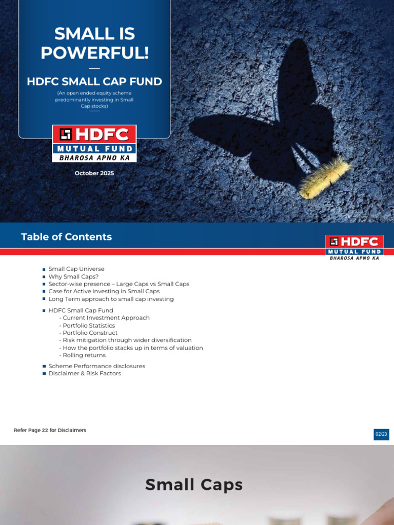 HDFC Small Cap Fund Overview 2025 | PDF | Valuation (Finance) | Investing