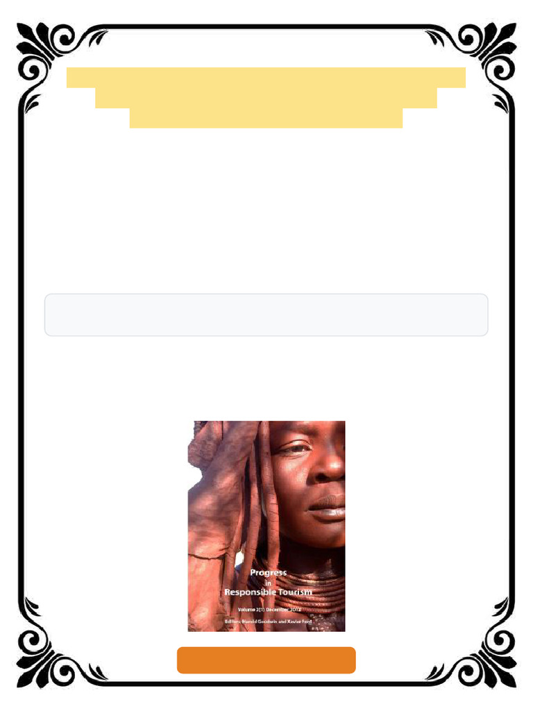 Progress in Responsible Tourism Vol 2 1 Volume 2 Issue 1 1st Edition ...