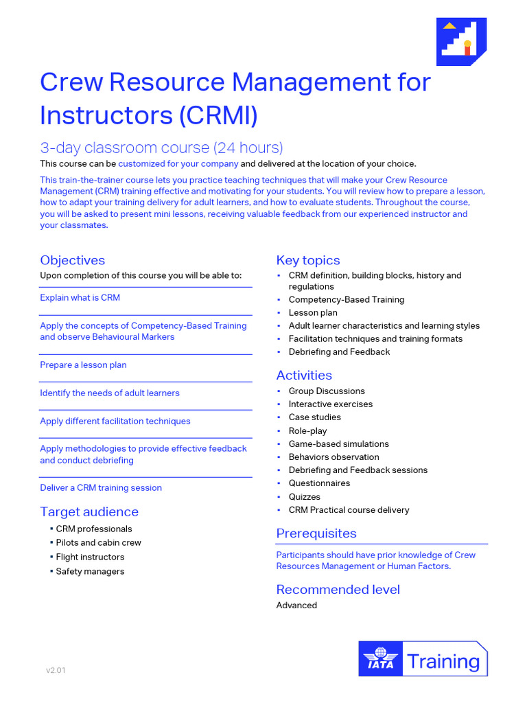CRM Instructor Training Course | PDF | Learning | Lesson Plan