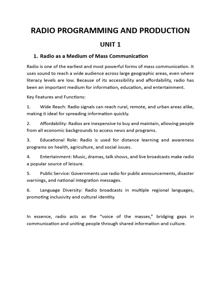Overview of Radio Programming and Production | PDF | Equalization ...