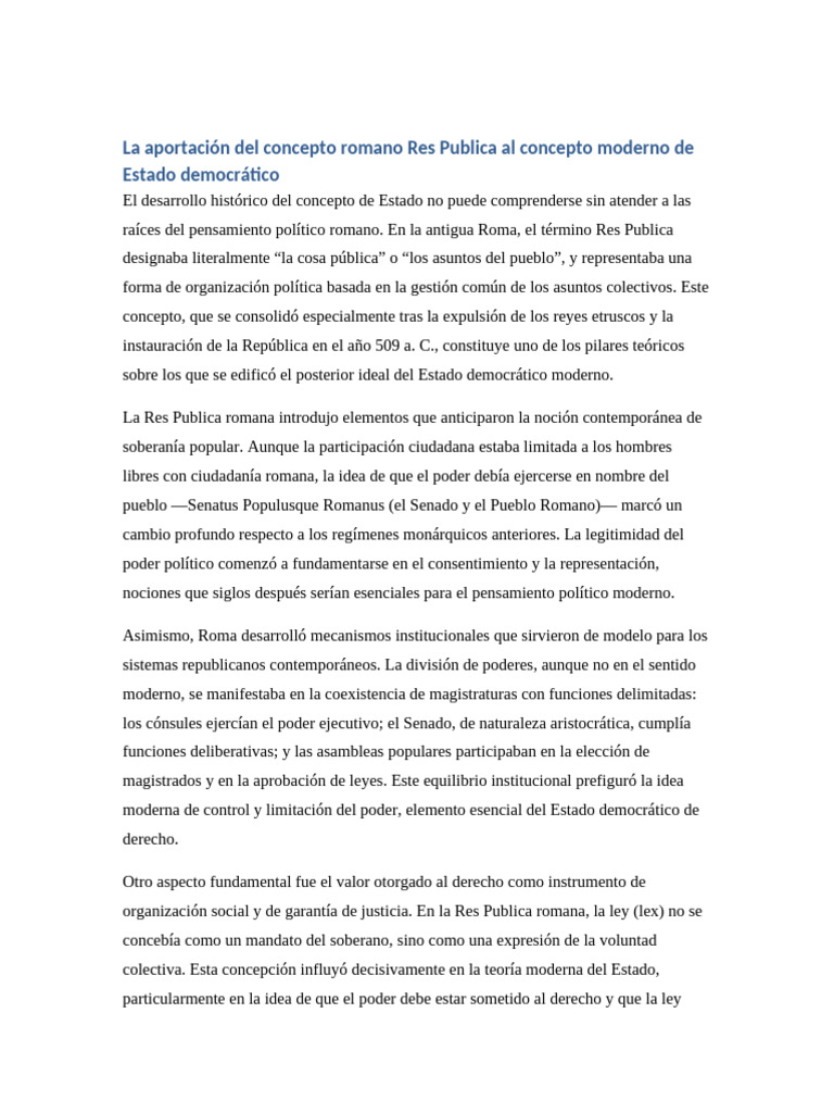 Ensayo_Res_Publica_Estado_Democratico | PDF | Democracia | Ideologías ...