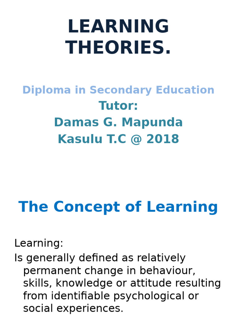 Psychology Learning Theories | PDF | Classical Conditioning | Reinforcement