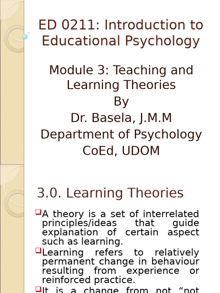 Teaching and Learning Theories Overview | PDF | Reinforcement | Learning