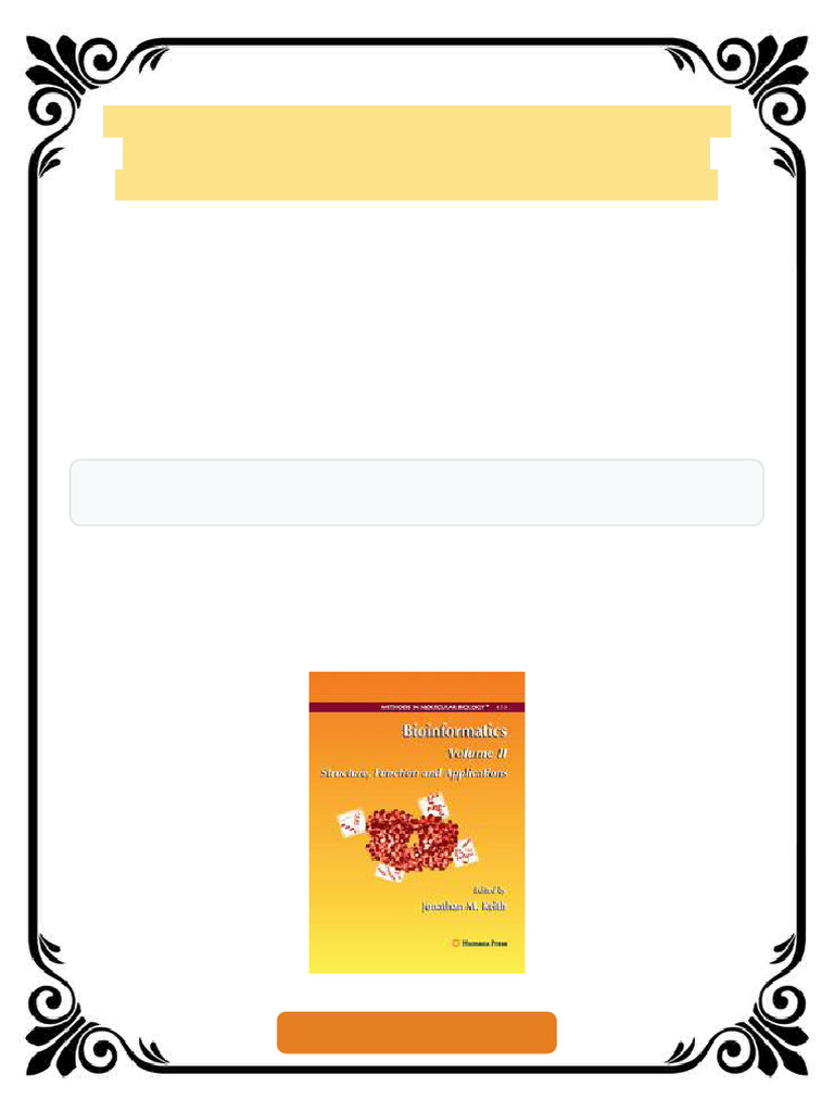 Bioinformatics Structure Function and Applications 1st Edition Nicholas R. Markham ebook updated ...