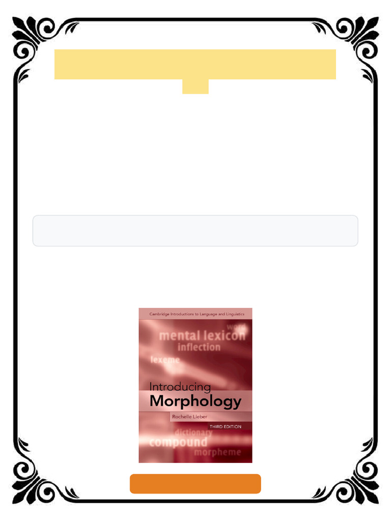 Introducing Morphology 3rd Edition Rochelle Lieber eBook full-length ...