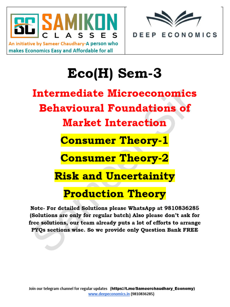 Microeconomics Consumer Theory Exercises | PDF | Production Function ...