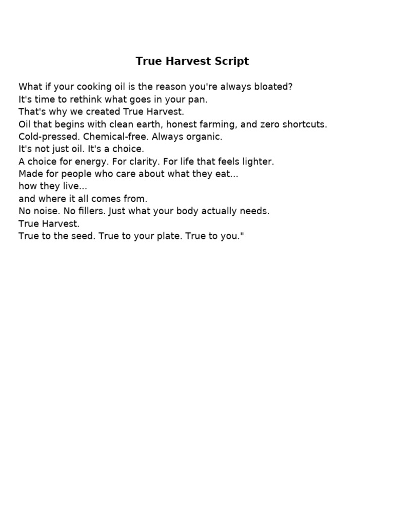 True Harvest Final Script | PDF