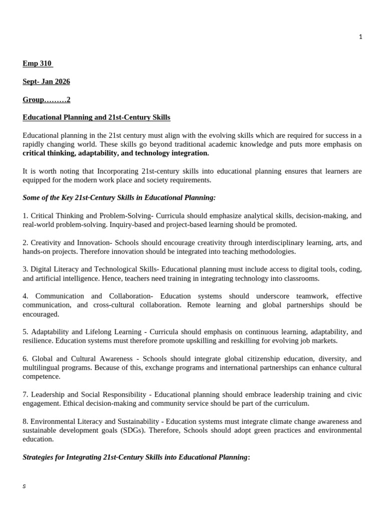 21st-Century Skills in Education Planning | PDF | Teachers | Curriculum