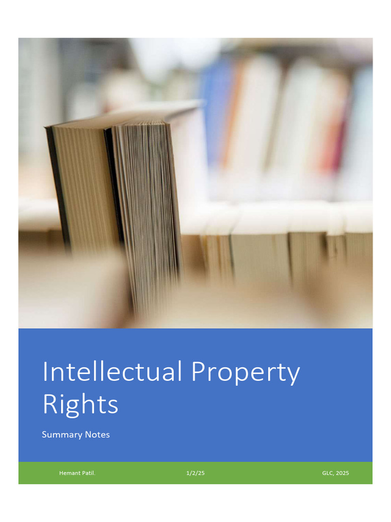 IPR Summary Notes 2MARCH2025 | PDF | Intellectual Property | Assignment ...
