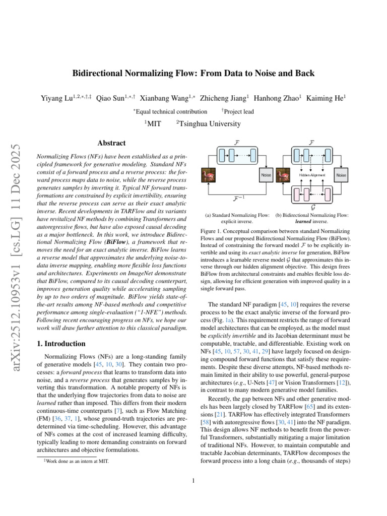 Bidirectional Normalizing Flow - From Data To Noise and Back - 2512 ...