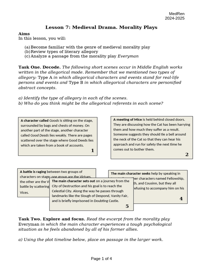 Lesson 7 Morality Plays Very Useful Notes | PDF | Allegory