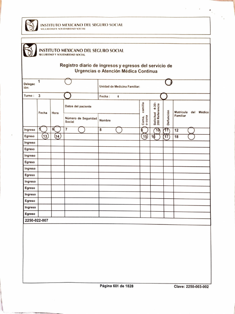 Registro Diario de Ingreso de Ptes. AMC. | PDF