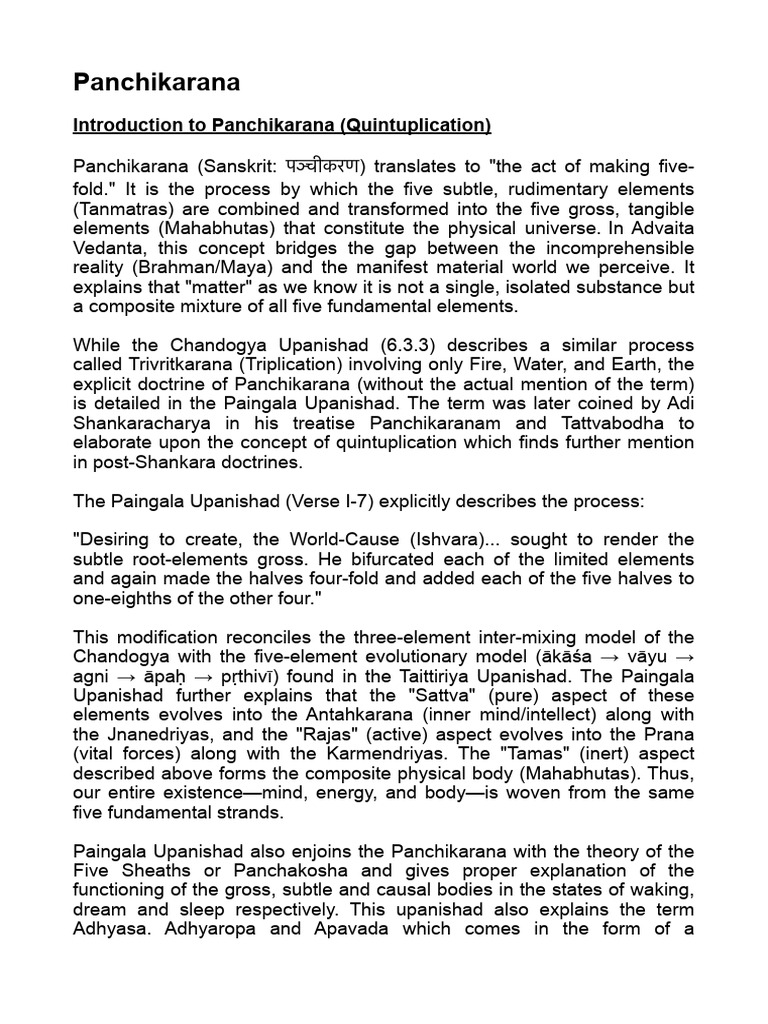 Understanding Panchikarana in Vedanta | PDF | Upanishads | Hindu Philosophy