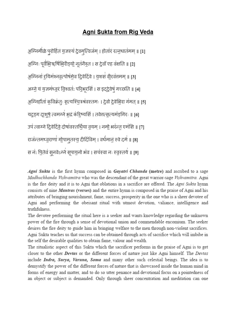 Agni Sukta: Hymn of Fire's Power | PDF | Indian Religions | Hindu ...