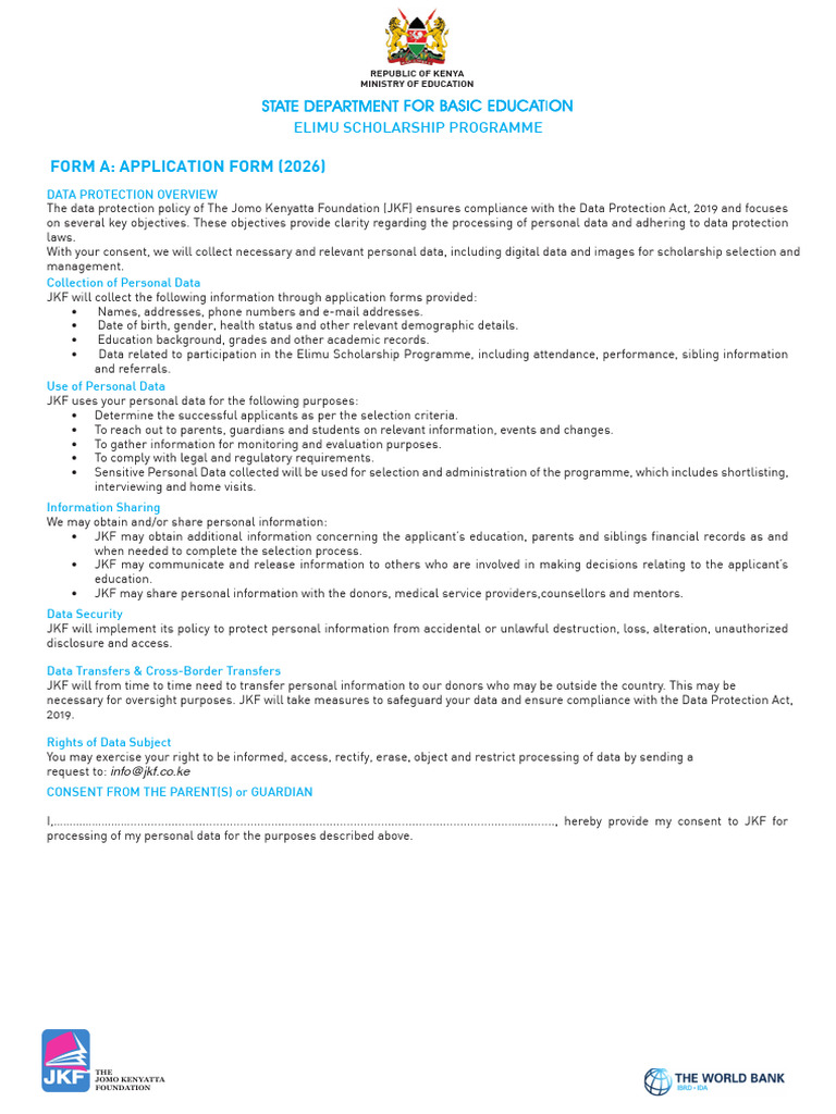 Final JKF Elimu Application Form 2026 Press | PDF | Disability | Information