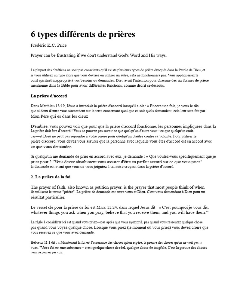 6 types différents de prières | PDF | Prière | Dieu