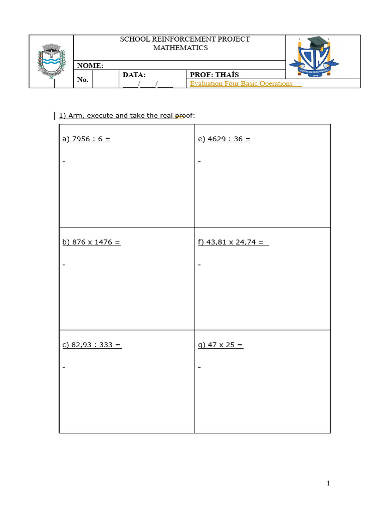 Evaluation of 4 Basic Operations | PDF