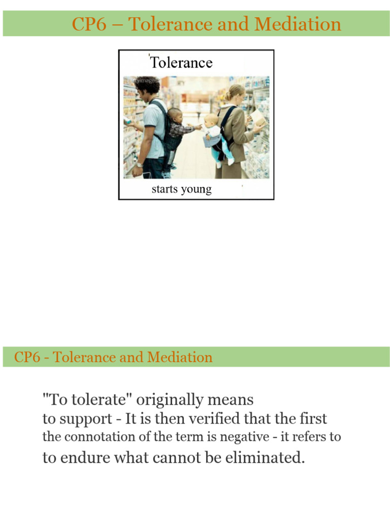 CP6 - Tolerance and Mediation - 1 | PDF | Toleration | Cross Cultural ...