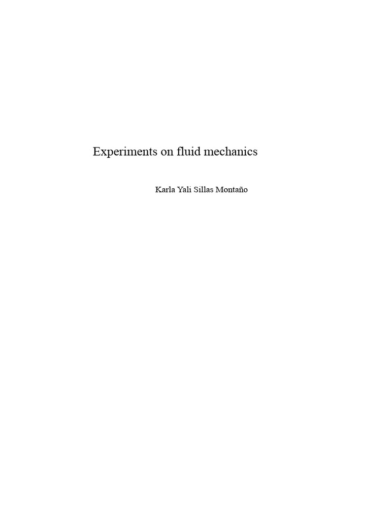 Experiments On Fluid Mechanics | PDF | Pressure | Oceans