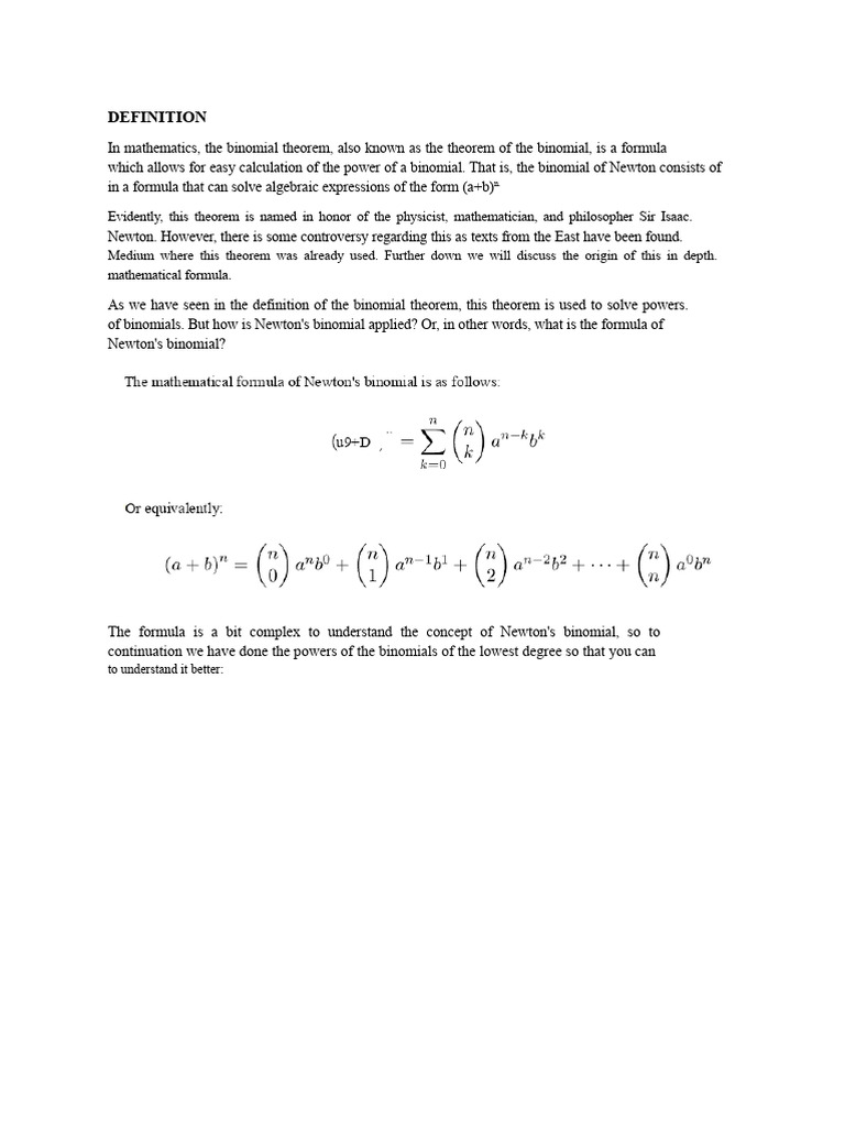 Newton's binomial | PDF | Mathematics | Numbers
