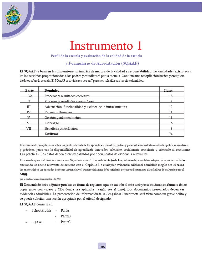 Evaluación de Calidad Escolar SQAAF | PDF | Plan de estudios | Escuelas