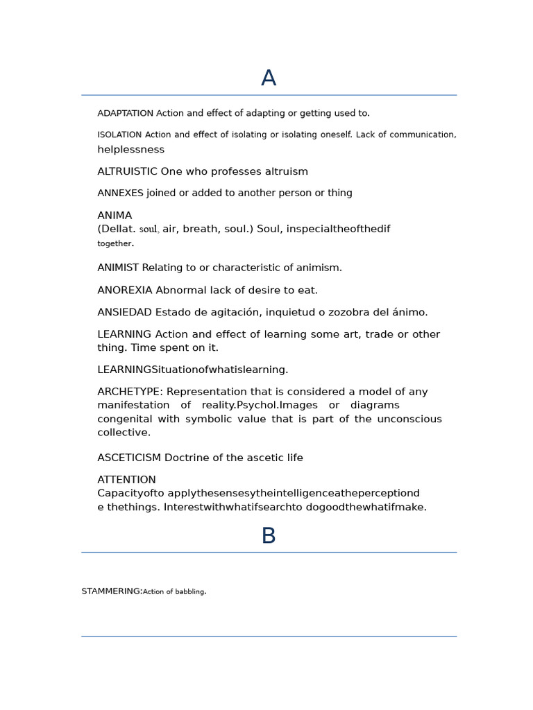Glossary of General Psychology Alphabetical | PDF | Psychology ...