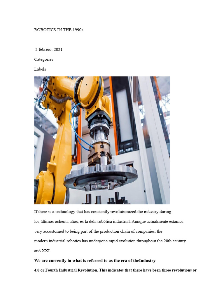 ROBOTS IN THE 1990s | PDF | Hydraulics | Automation