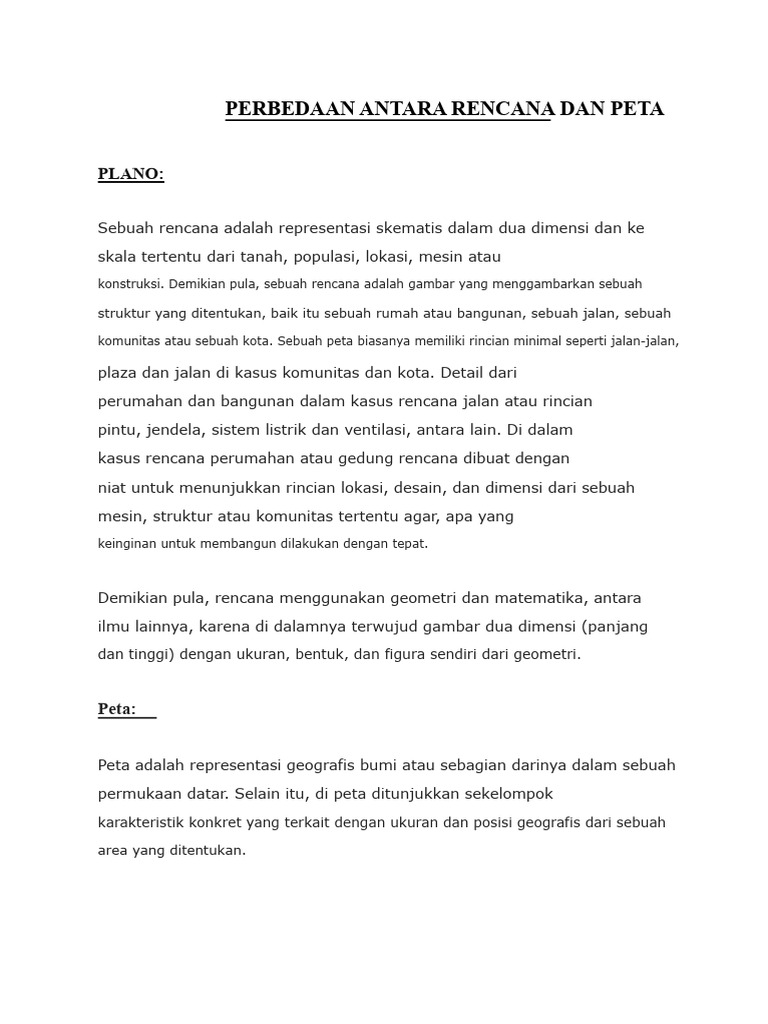 Perbedaan antara Rencana dan Peta | PDF