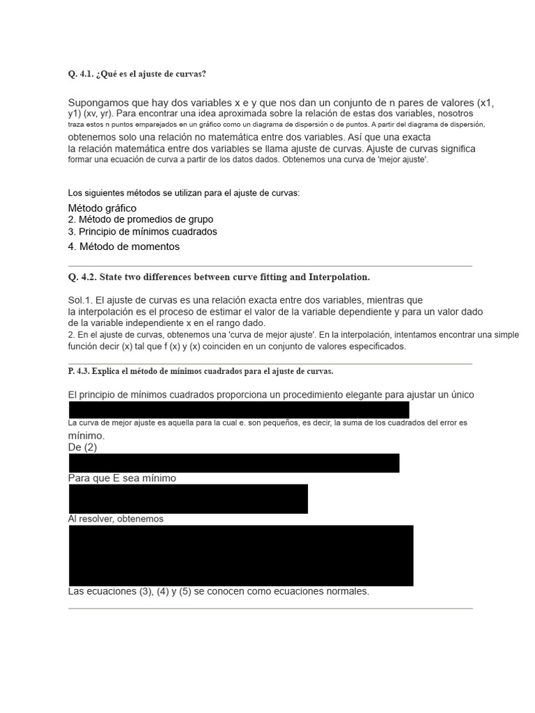 Notas Sobre Ajuste de Curvas | PDF | Mínimos cuadrados | Ecuaciones