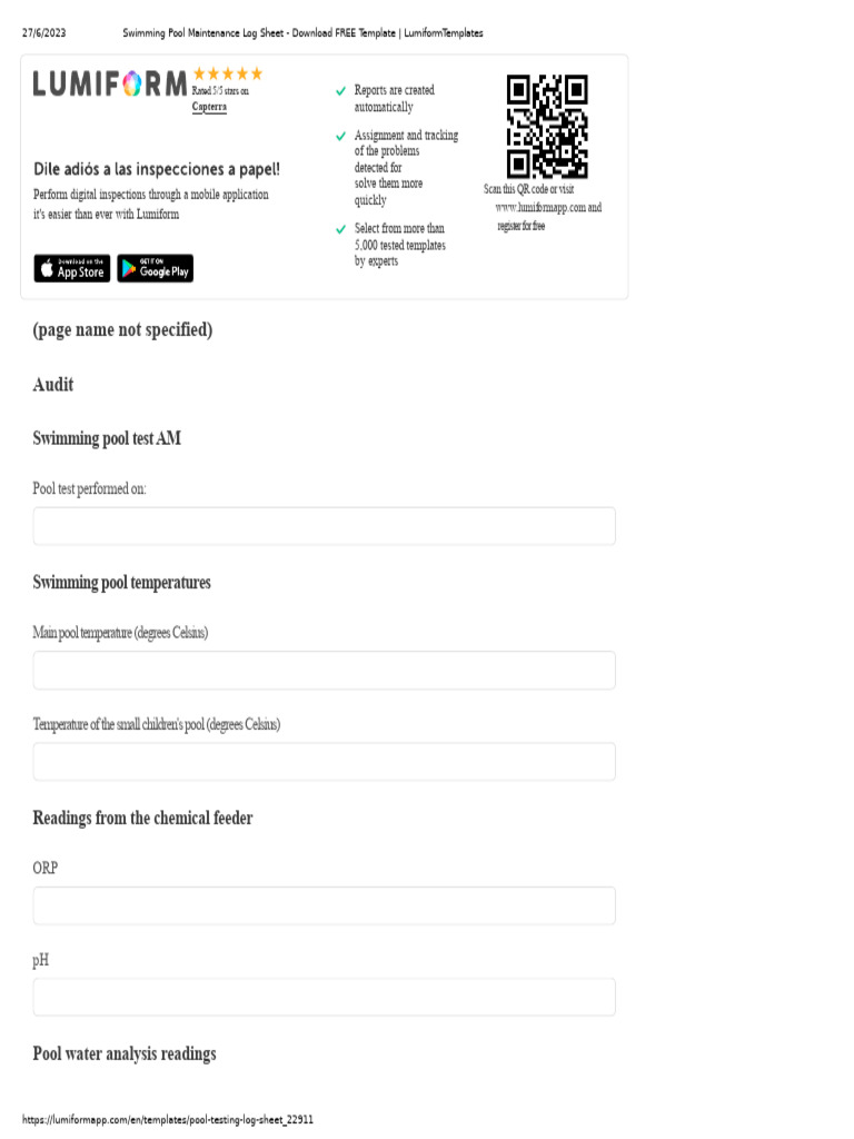 pool test record sheet | PDF | Risk