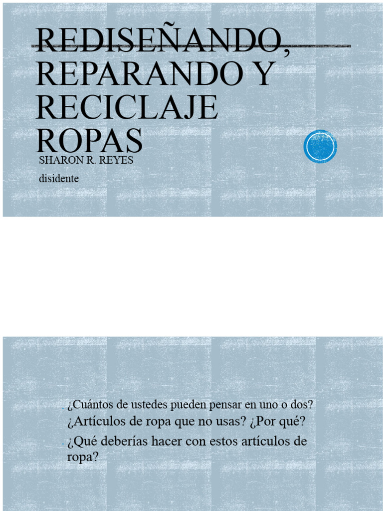 Rediseñar, Reparar, Reciclar - Sharon Reyes | PDF | Ropa | Pantalones