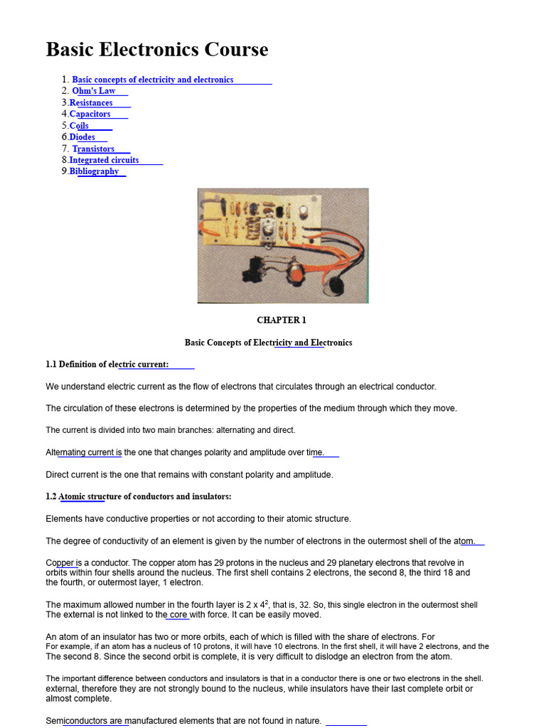 Basic Electronics Course Overview | PDF | Resistor | Electric Current