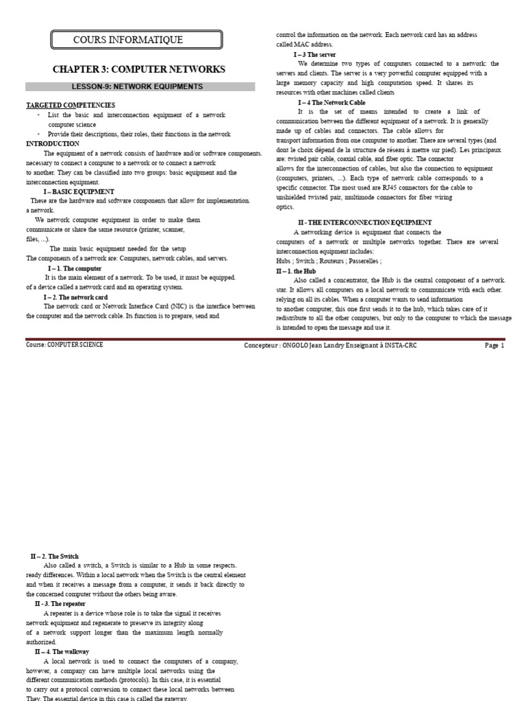 Understanding Computer Network Equipment | PDF | Computer Network ...