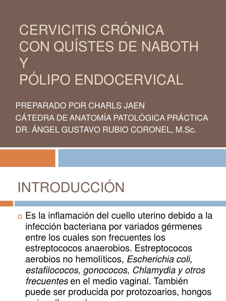Cervicitis Crónica con Quistes de Naboth | PDF