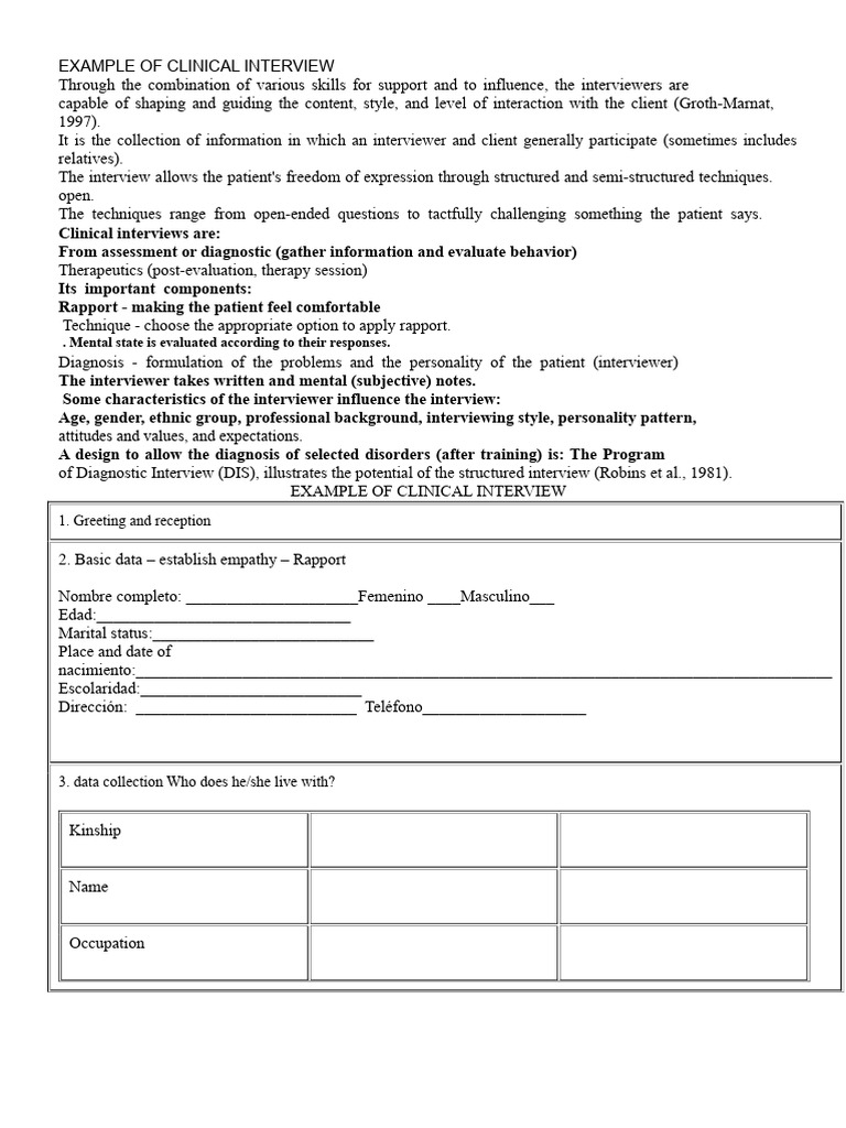 Example of Clinical Interview | PDF | Psychology | Medical Diagnosis