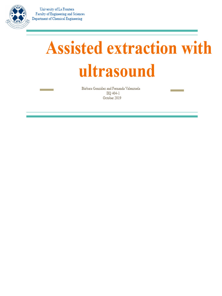 Ultrasound-Assisted Extraction | PDF | Ultrasound | Sound