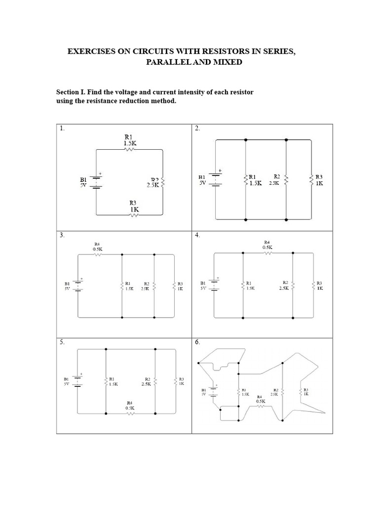 Resistor Circuit Exercises and Solutions | PDF | Resistor | Series And ...