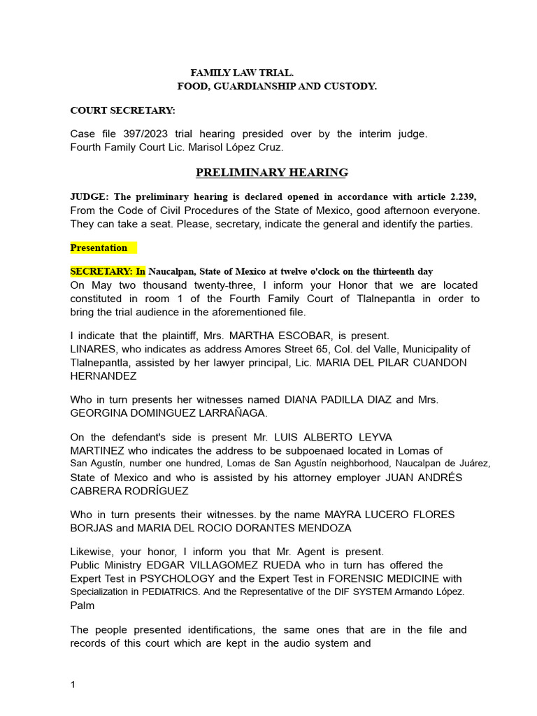 Script Last Family Hearing May 13, 2023 4:50 Am | PDF | Witness ...
