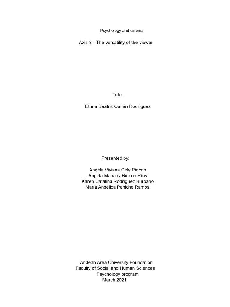 Cinema and Psychology Axis 3 | PDF | Learning | Liberal Arts Education