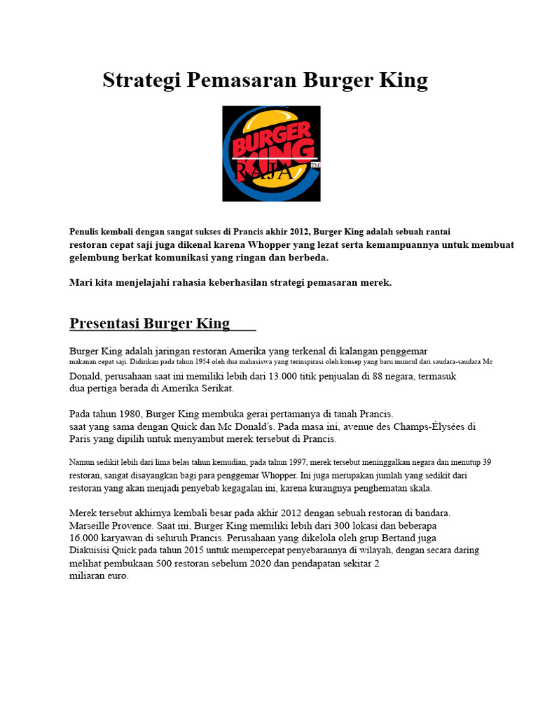 strategi-pemasaran-burger-king | PDF