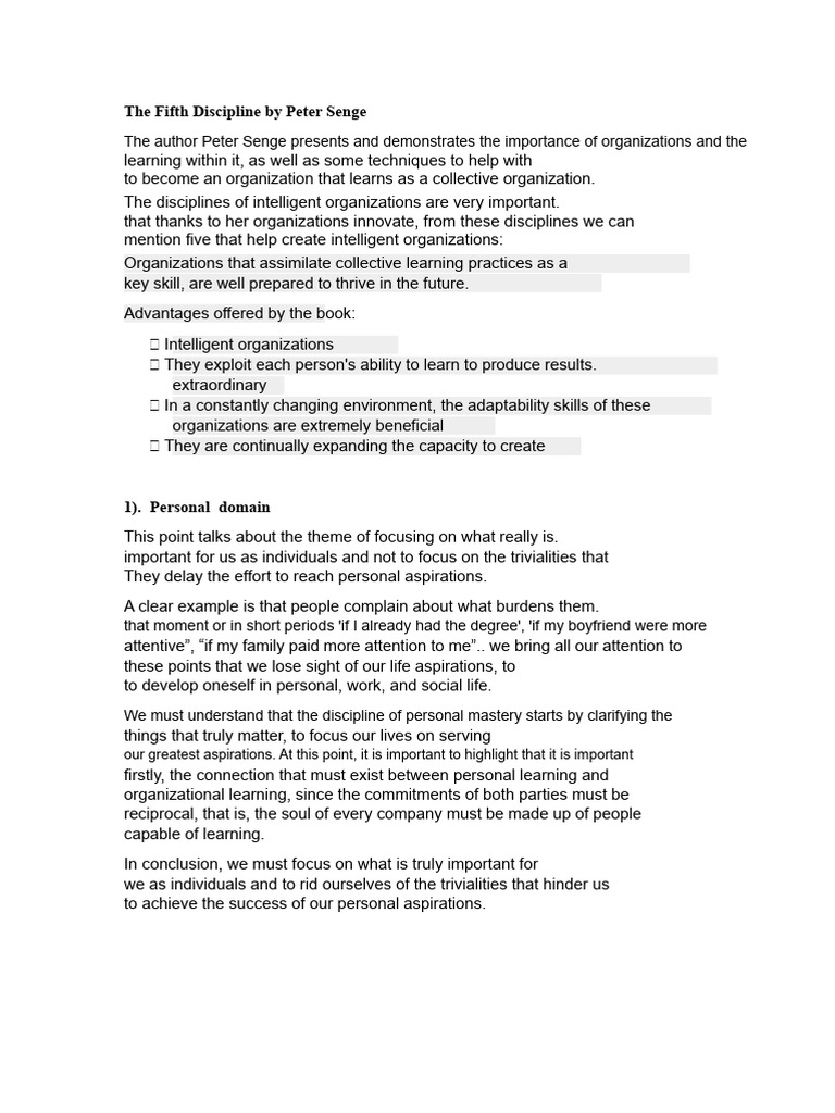 Five Disciplines of Learning Organizations | PDF | Thought | Learning