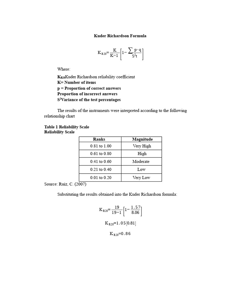 Kuder reliability 19 questions | PDF | Statistical Analysis | Teaching ...