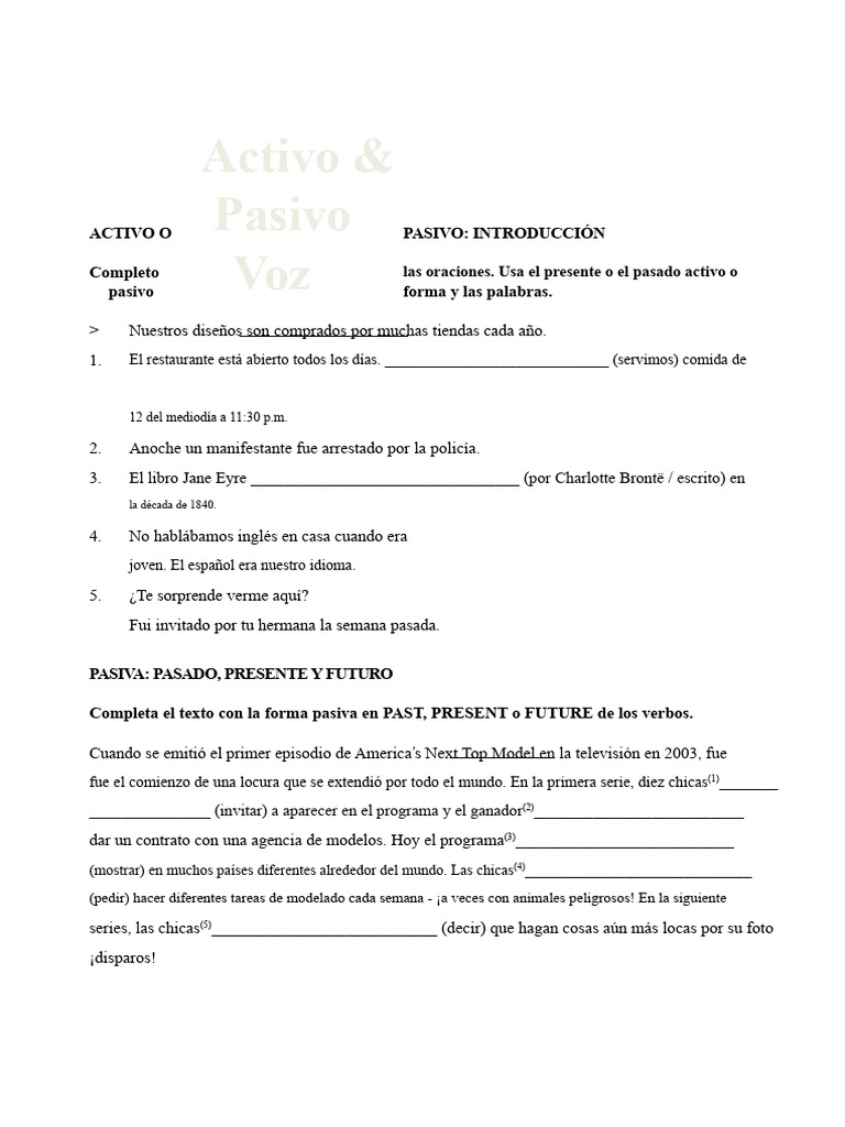 Voz Pasiva (3) Presente, Pasado y Futuro | PDF